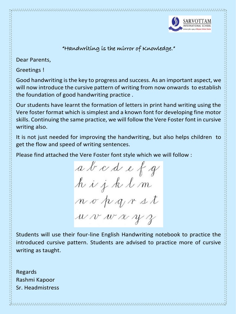 Cursive Handwriting Circular | PDF