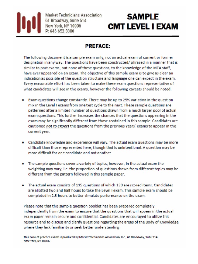 Cmt1-Sample-C-2016 050217 | PDF | Vix | Option (Finance)