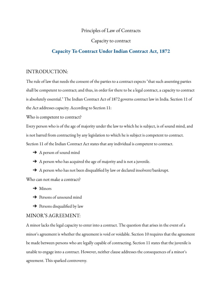 Capacity To Contract | PDF | Legal Liability | Law Of Agency