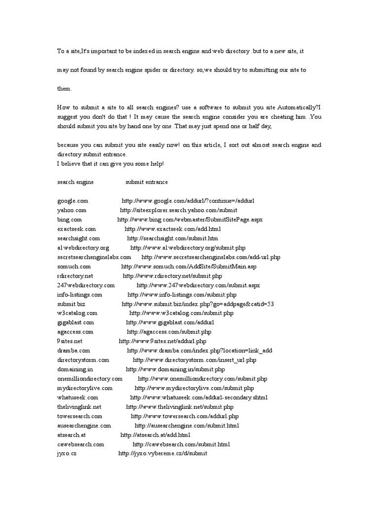 Manual Site Submission Guide | PDF | Software | Web Development