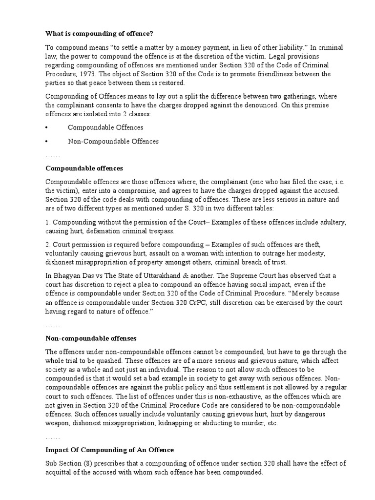 What Is Compounding of Offence? | PDF | Crimes | Crime & Violence