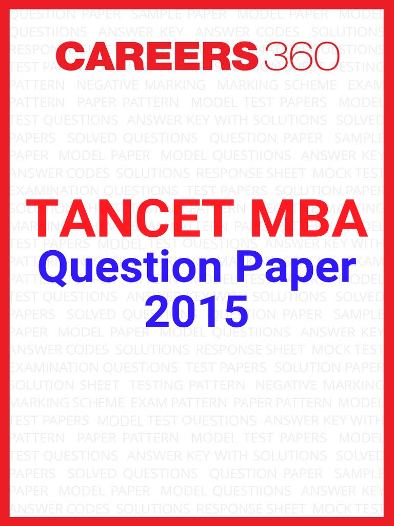 Tancet MBA: Quest I On Paper 2015 | PDF | Mattress | Numbers