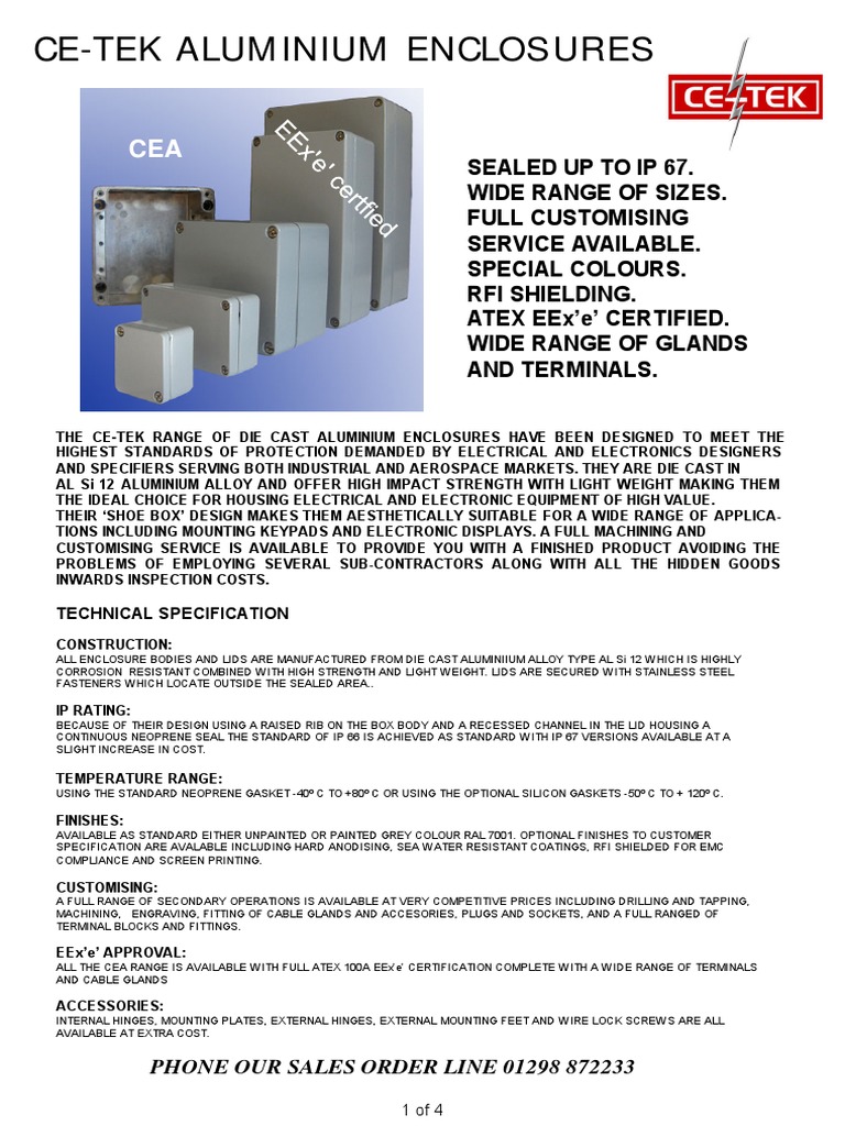 Ce-Tek Aluminium Enclosures: Eex 'E' A Ppro Ved | Download Free PDF ...