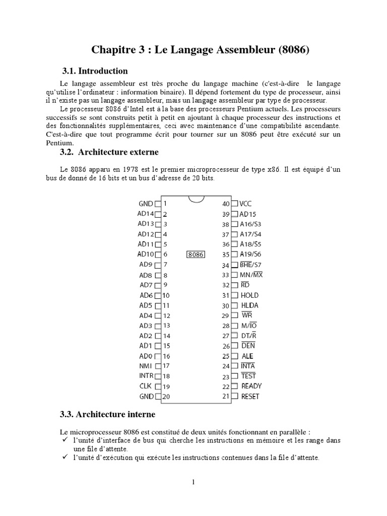 Chapitre 3 Assembleur | PDF | Processeur | Microprocesseur
