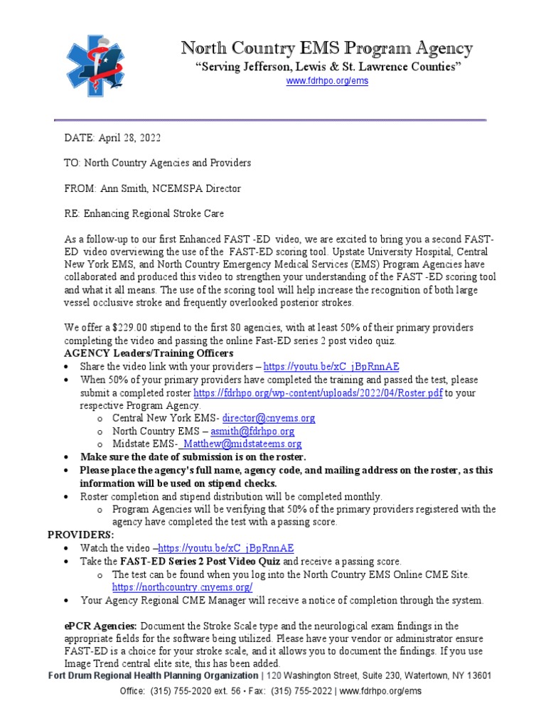 Series 2 FAST ED Memo | PDF | Health Care | Health Sciences