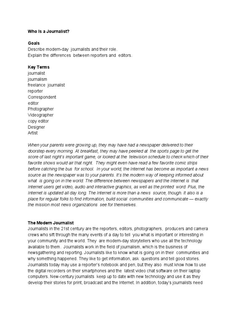 The Modern Journalist: Exploring the Roles and Responsibilities of ...