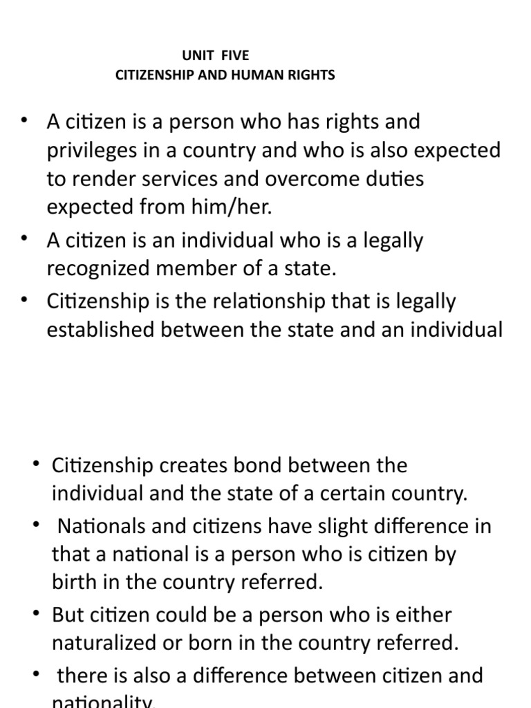 Unit Five Citizenship and Human Rights | PDF | Citizenship | Human Rights