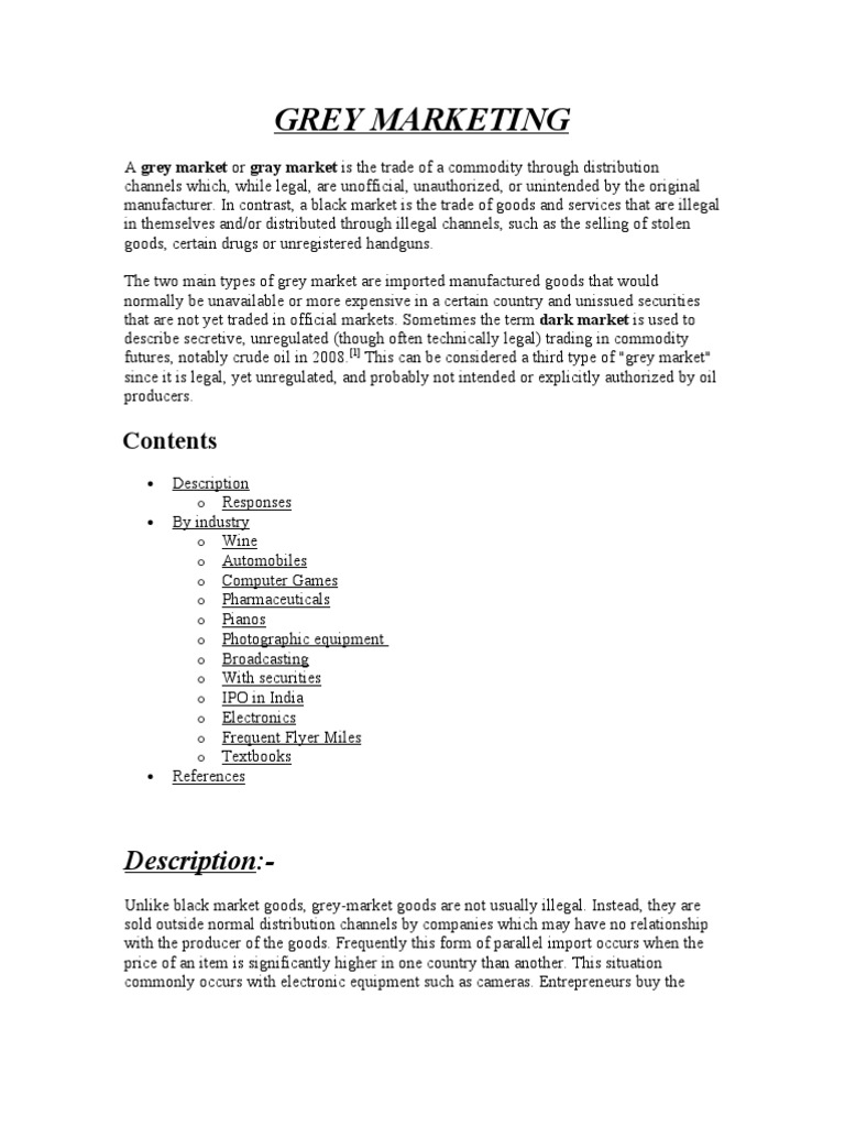 Grey Marketing | PDF | Market (Economics) | Business