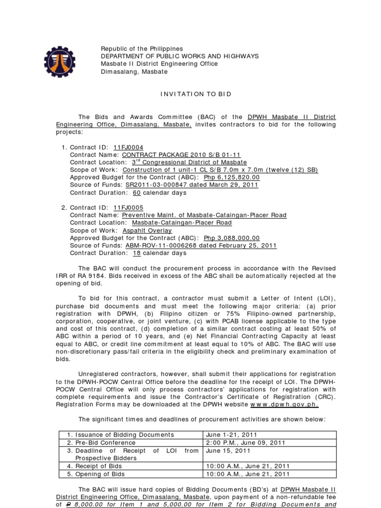 Invitation to Bid | Government | Politics