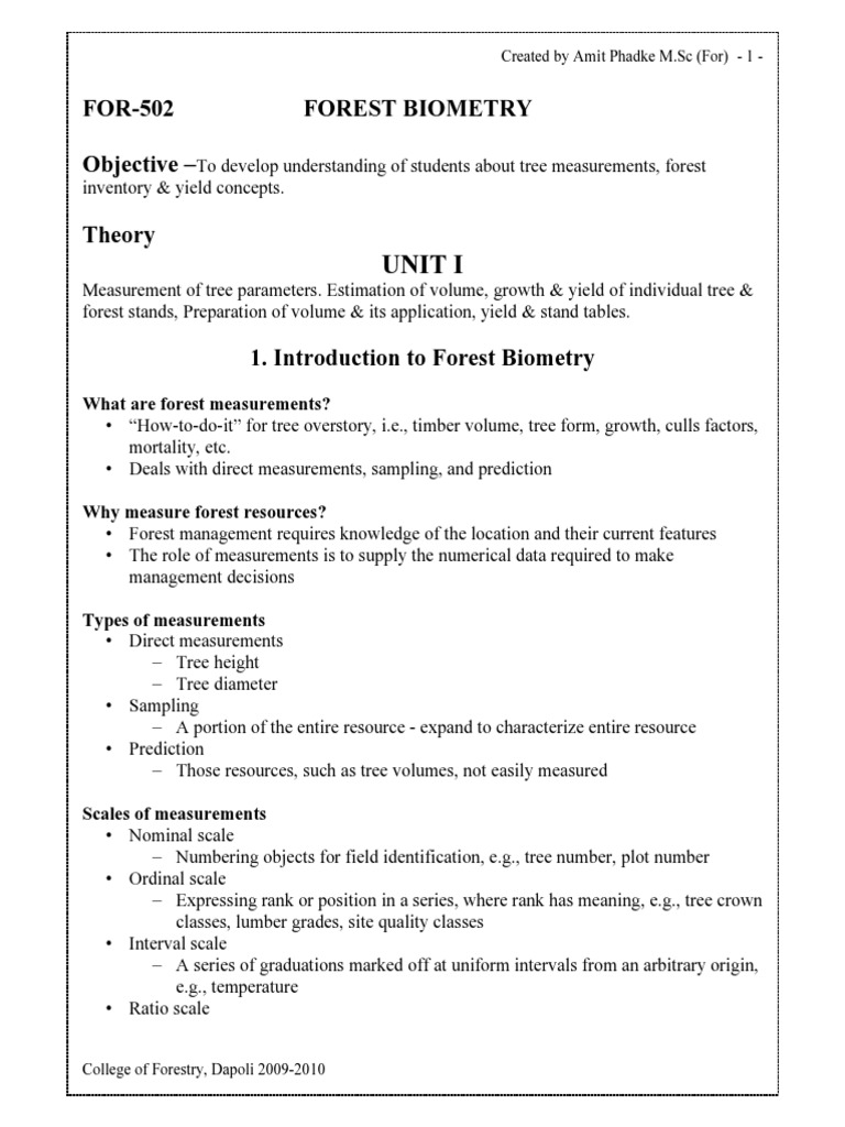 Forest Biometry | PDF