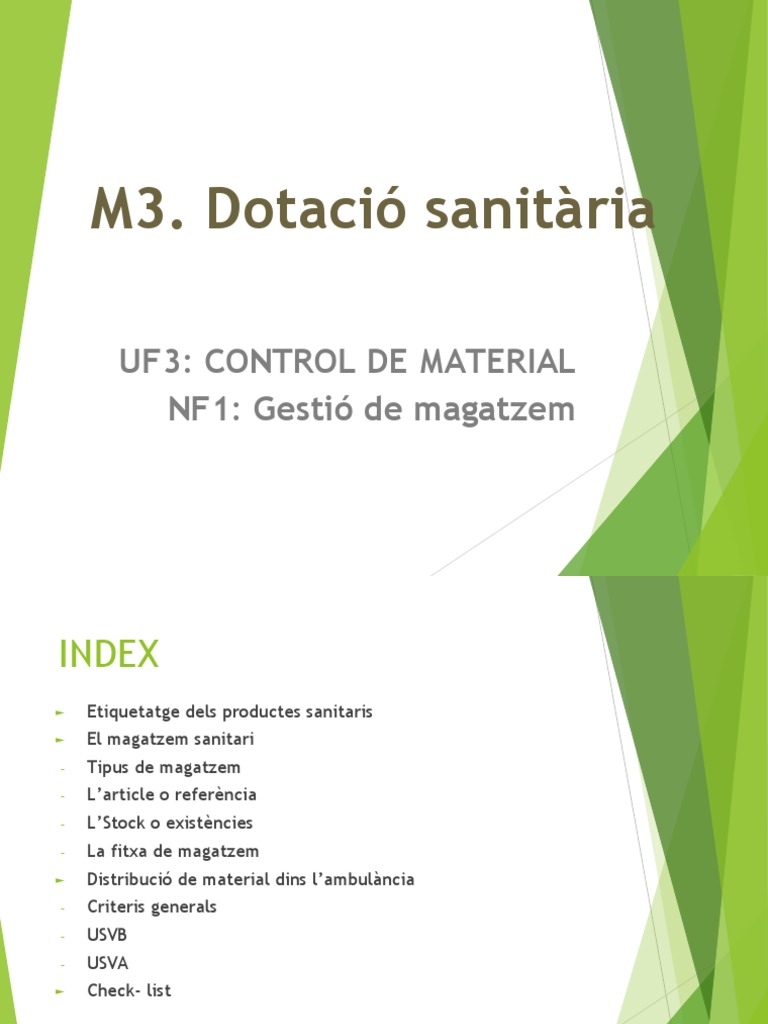 M3. Dotació Sanitària: Uf3: Control de Material NF1: Gestió de Magatzem | PDF