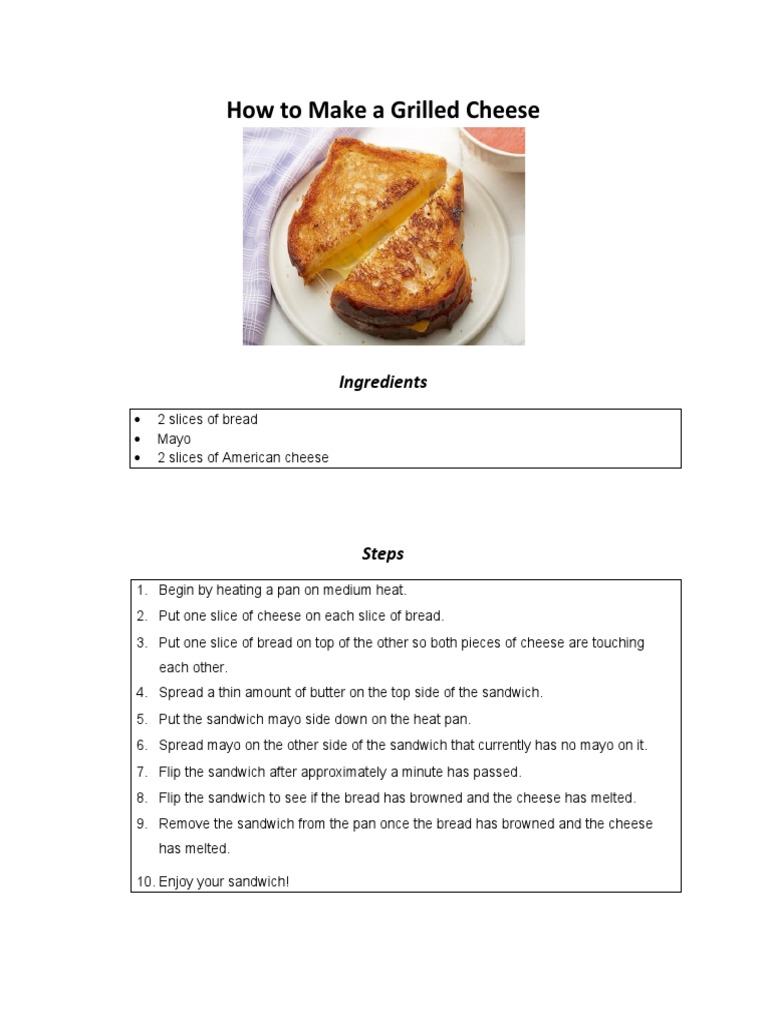 How To Make A Grilled Cheese Final Changes | PDF | Cooking, Food & Wine ...