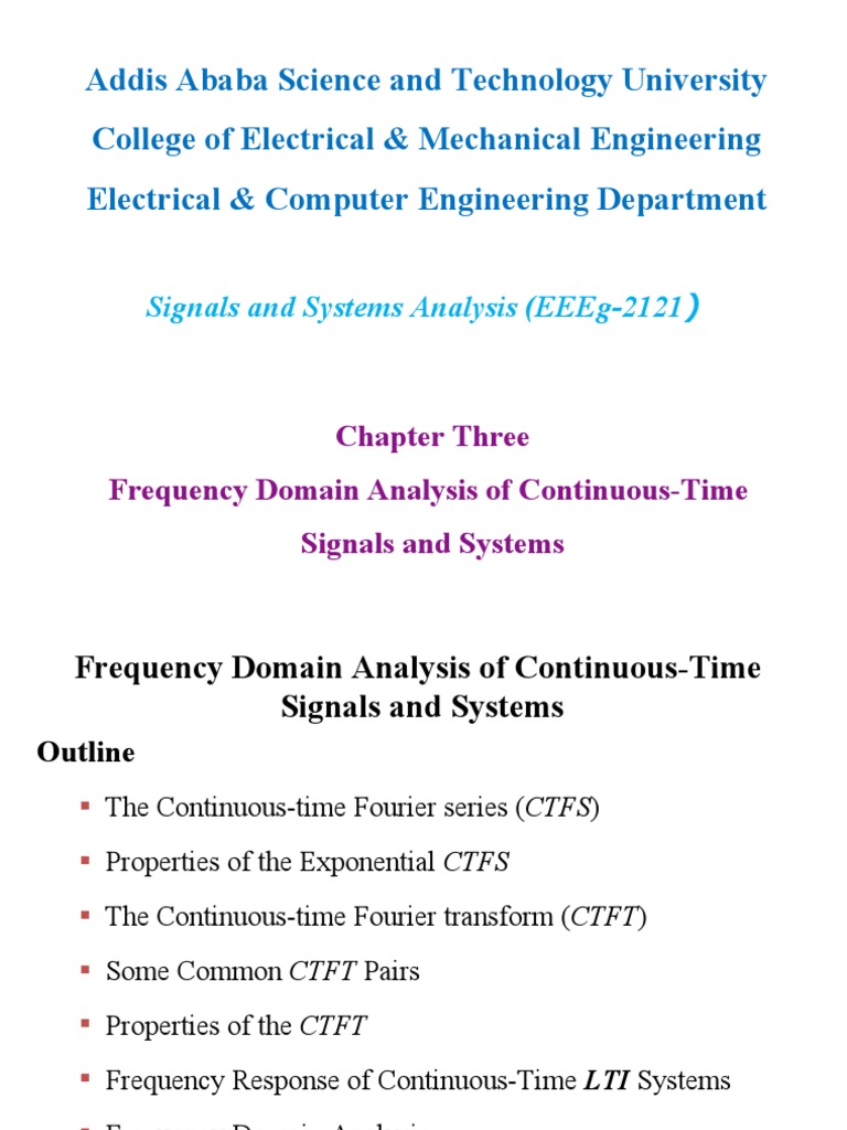 04 Frequency Domain Analysis of Continuous Time Signals and Systems | PDF | Fourier Series ...