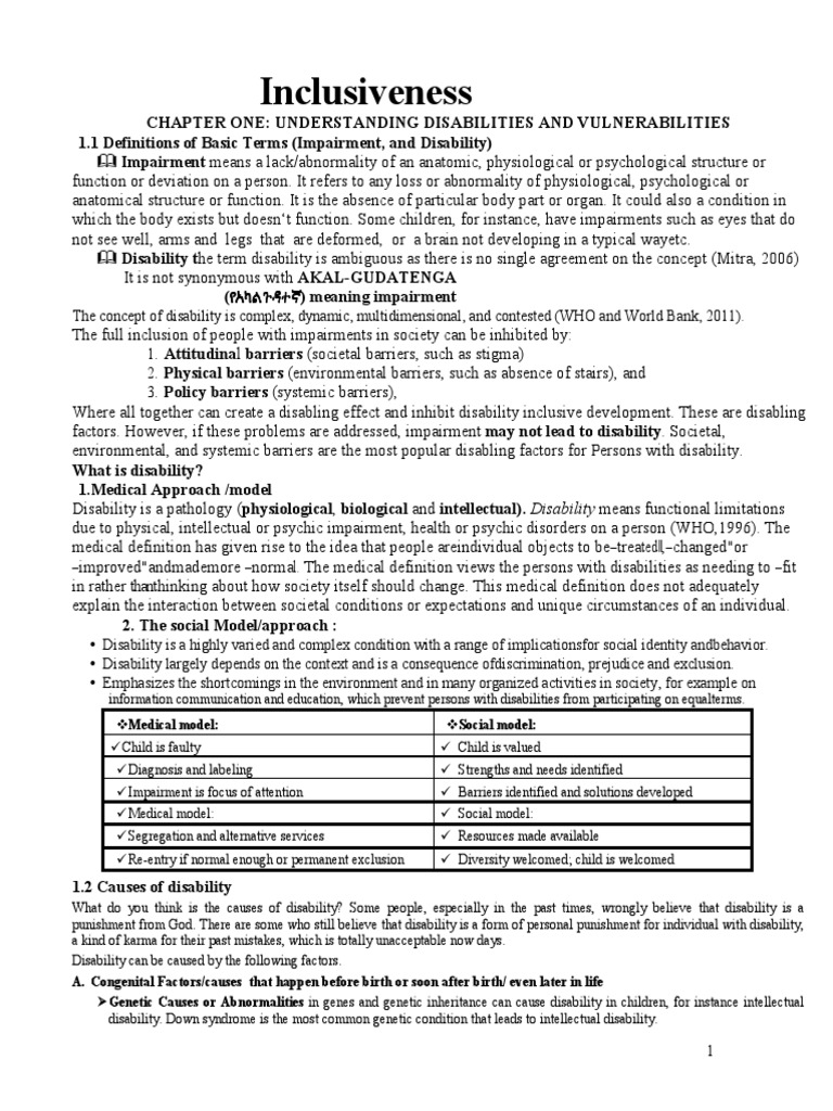 Inclusiveness Students' Short Note in 2012 E.C. | PDF | Disability ...
