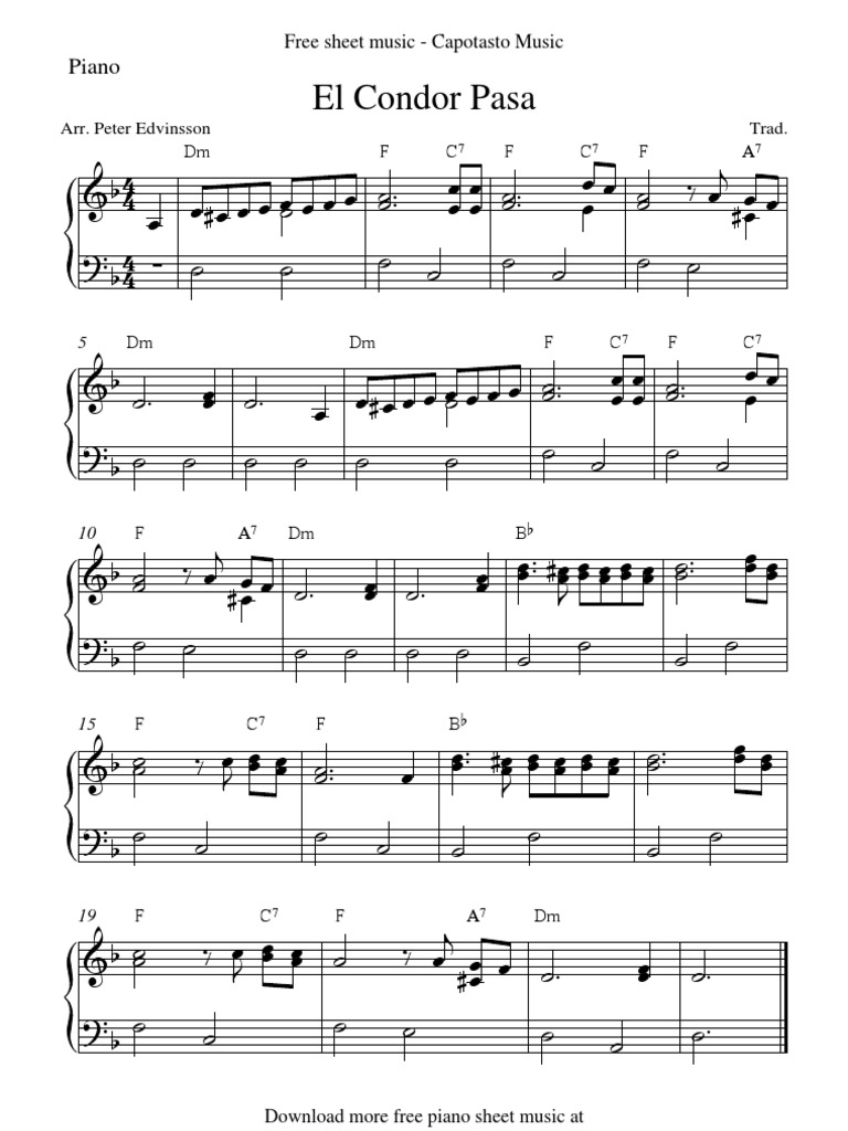 El Condor Pasa Easy Piano | PDF