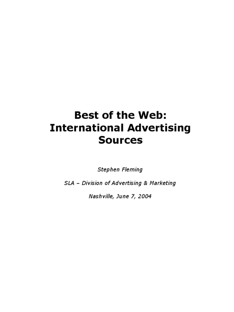 Best of The Web - International Advertising Sources | PDF | News ...