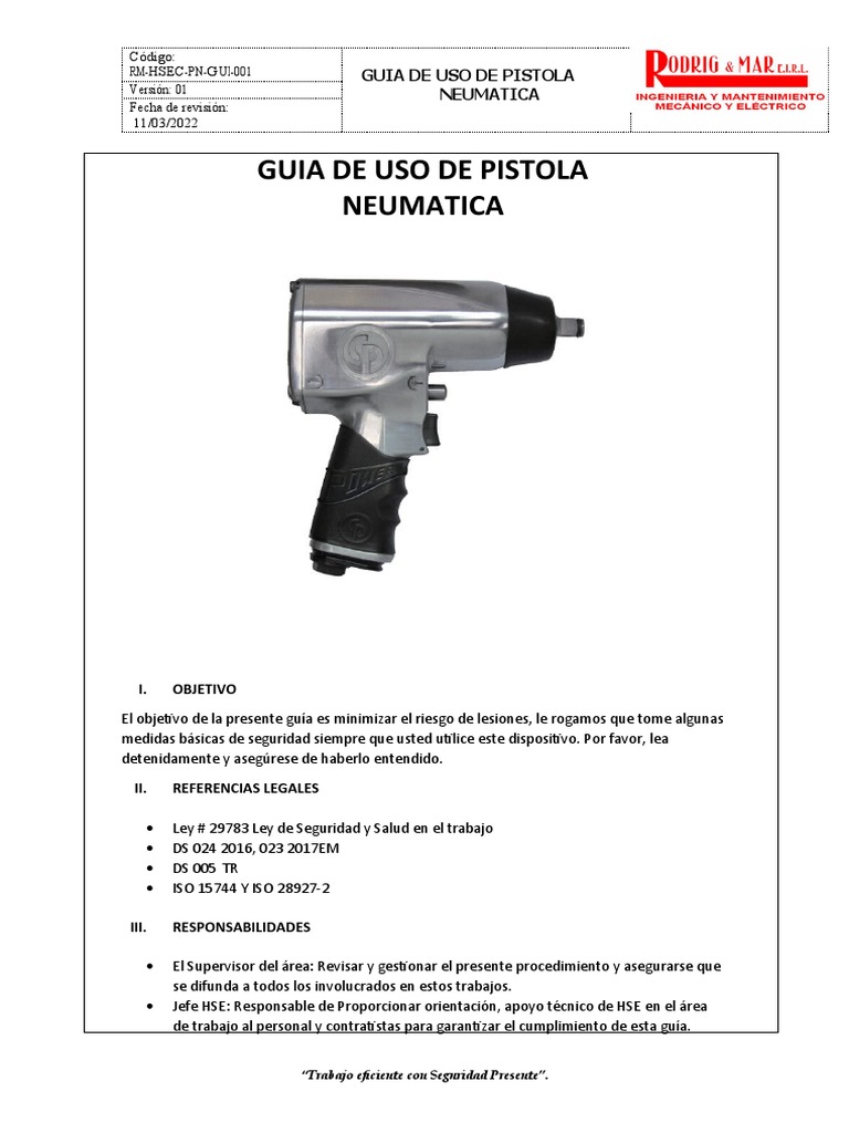 Guia de Uso de Pistola Neumatica | PDF | Equipo | Herramientas