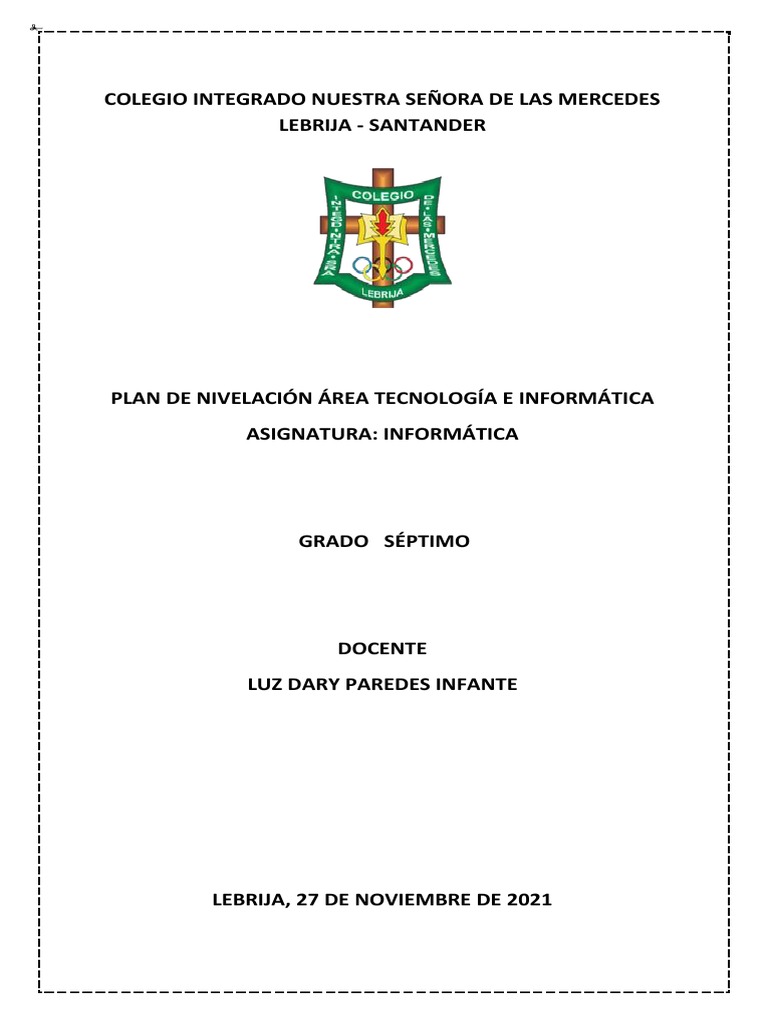 Formato Plan de Nivelacion 2021 Séptimo | PDF | Informática | Edad de información