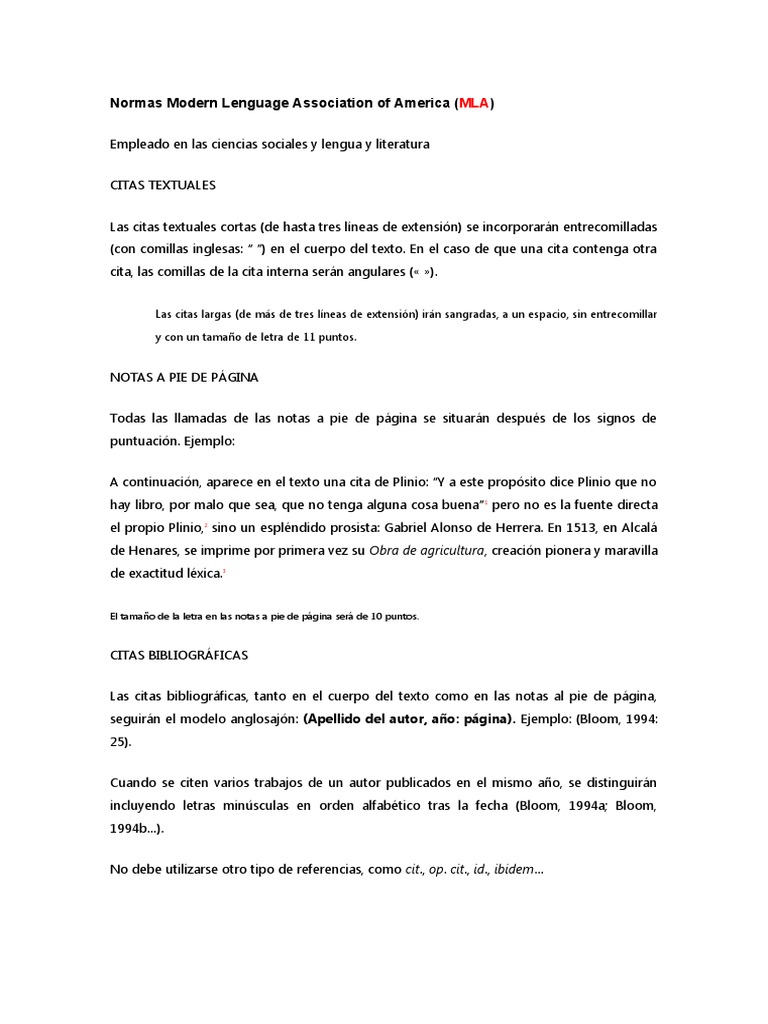 Pautas para Citar en MLA | PDF | Comillas | Escritura