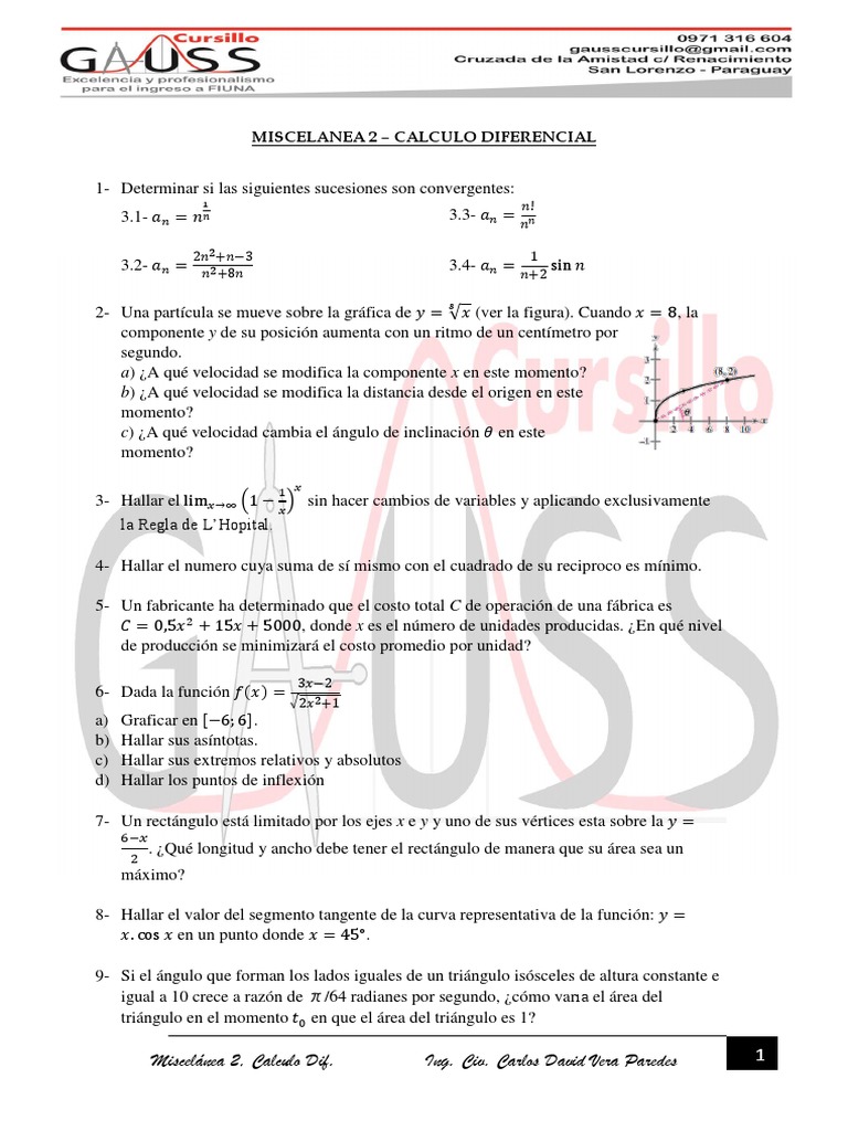 Miscelanea 2. Calculo DIferencial. | Descargar gratis PDF | Triángulo | Geometría