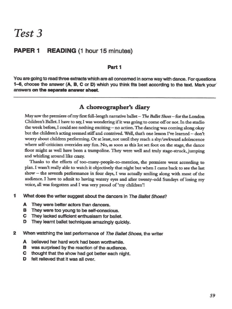 CAE - Reading Test 3 | PDF