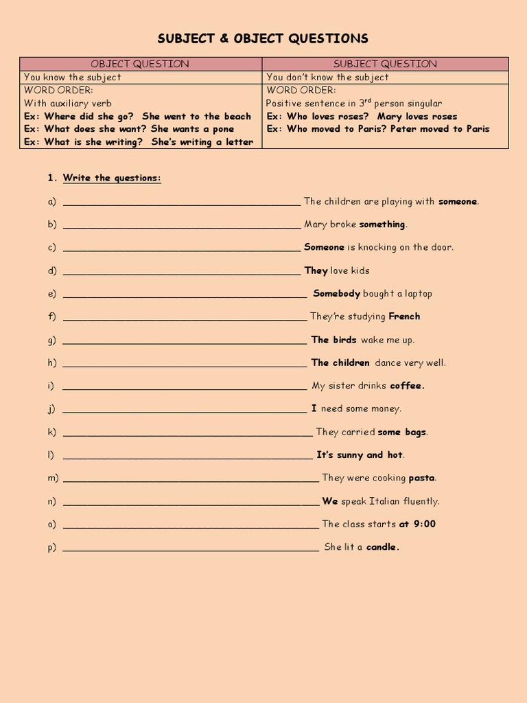 Subject and Object Questions | PDF