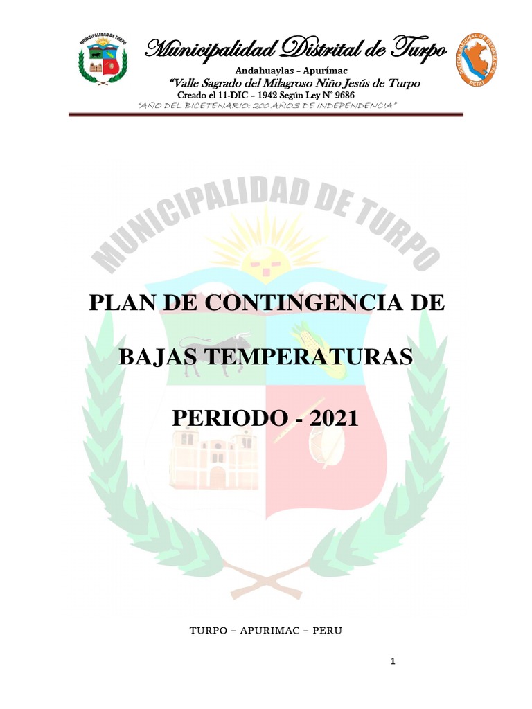 Plan de Contingencia de Bajas Temperaturas | PDF