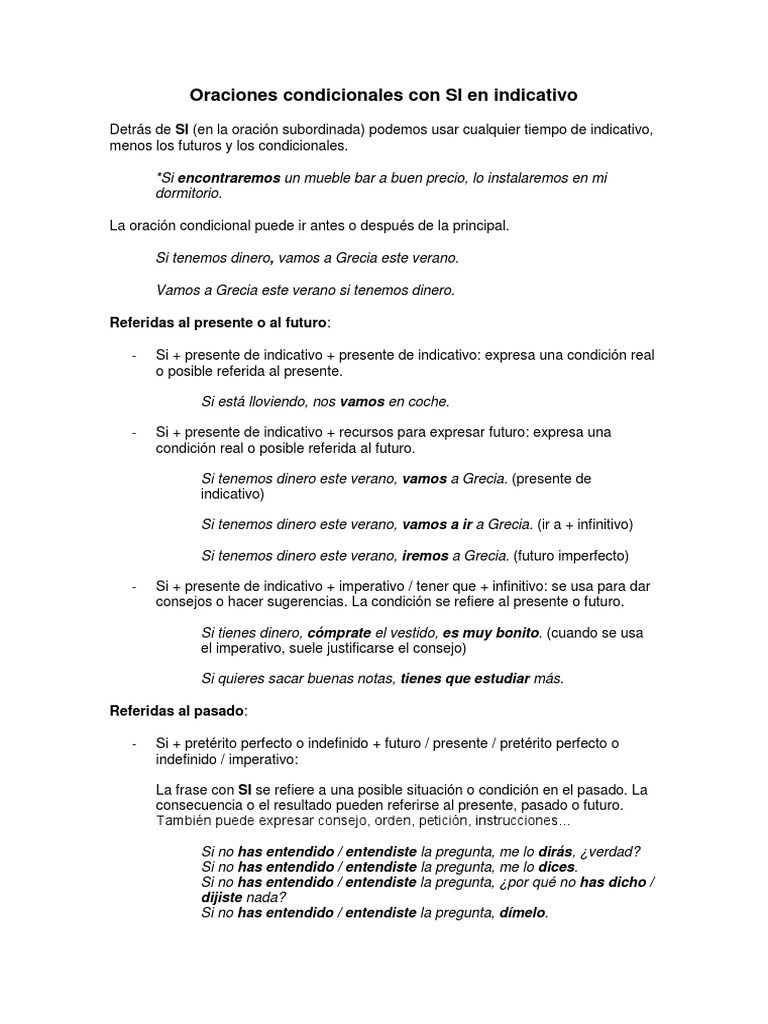 Oraciones Condicionales Con SI | PDF | Televisión de realidad
