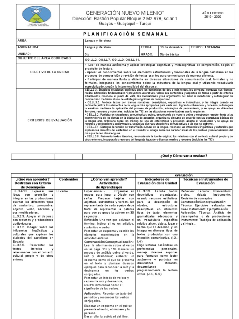 Planes de Lengua y Literatura Básica Superior | PDF | Evaluación | Aprendizaje