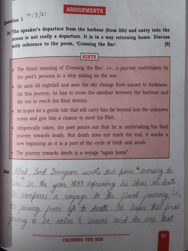 ISC Class 12: CROSSING THE BAR | PDF | English Language Literature | Poems