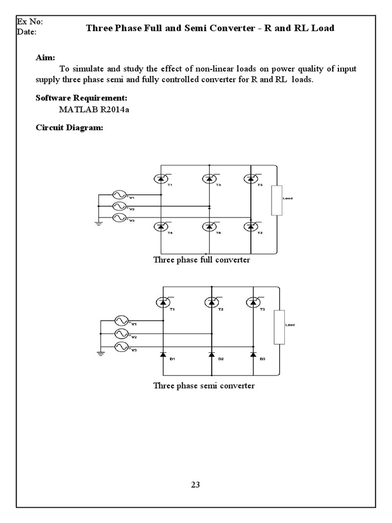 Three Phase Full and Semi Converter - R and RL Load | PDF | Power ...