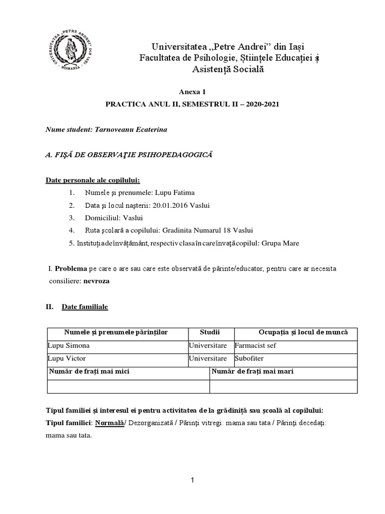 B. Anexa 1-Fisa Psihopedagogica | PDF