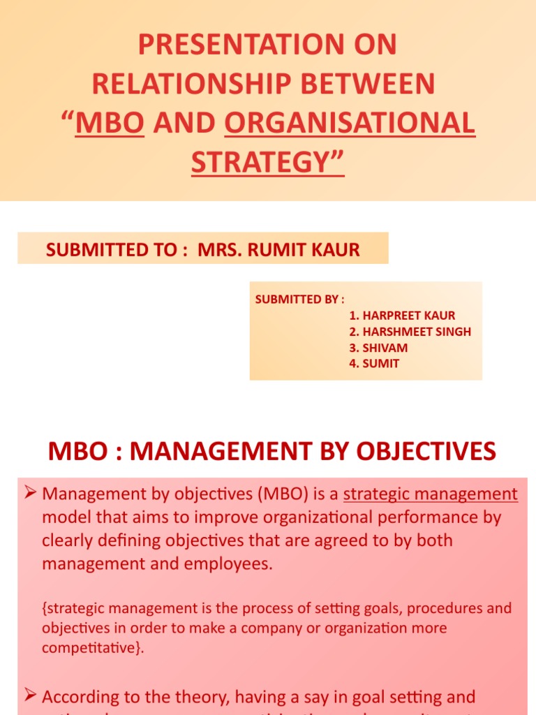 MBO and Organizational Strategy Overview | PDF | Goal | Strategic ...