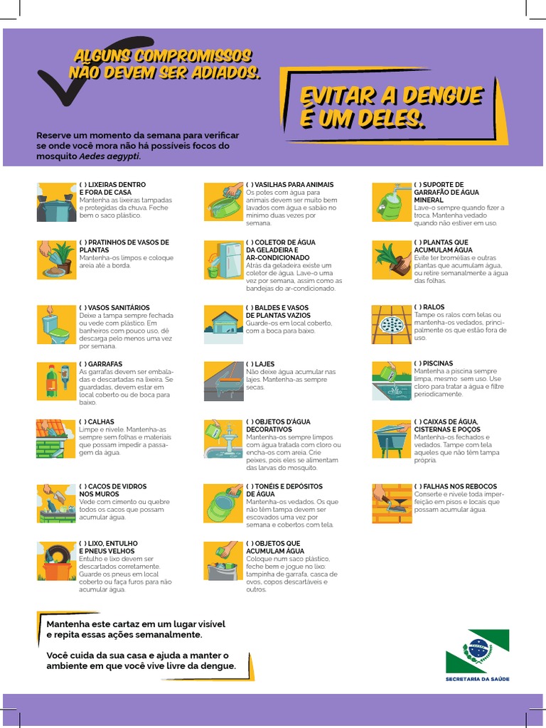 Cartaz Checklist Dengue | PDF | Desperdício