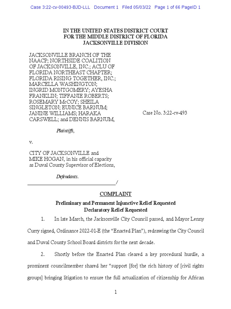 Complaint Redistricting Lawsuit Pdf Voting Rights Act Of 1965 Lawsuit