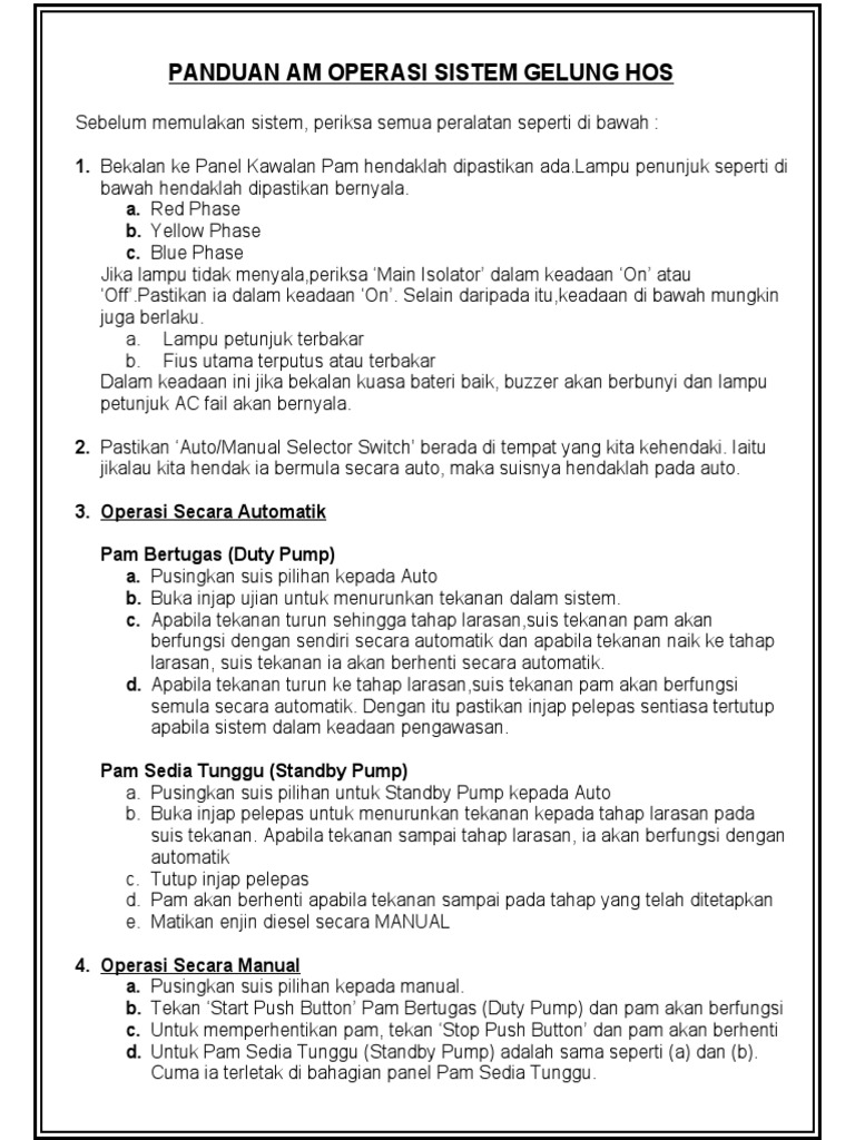 Panduan Am Operasi Sistem Gelung Hos | PDF