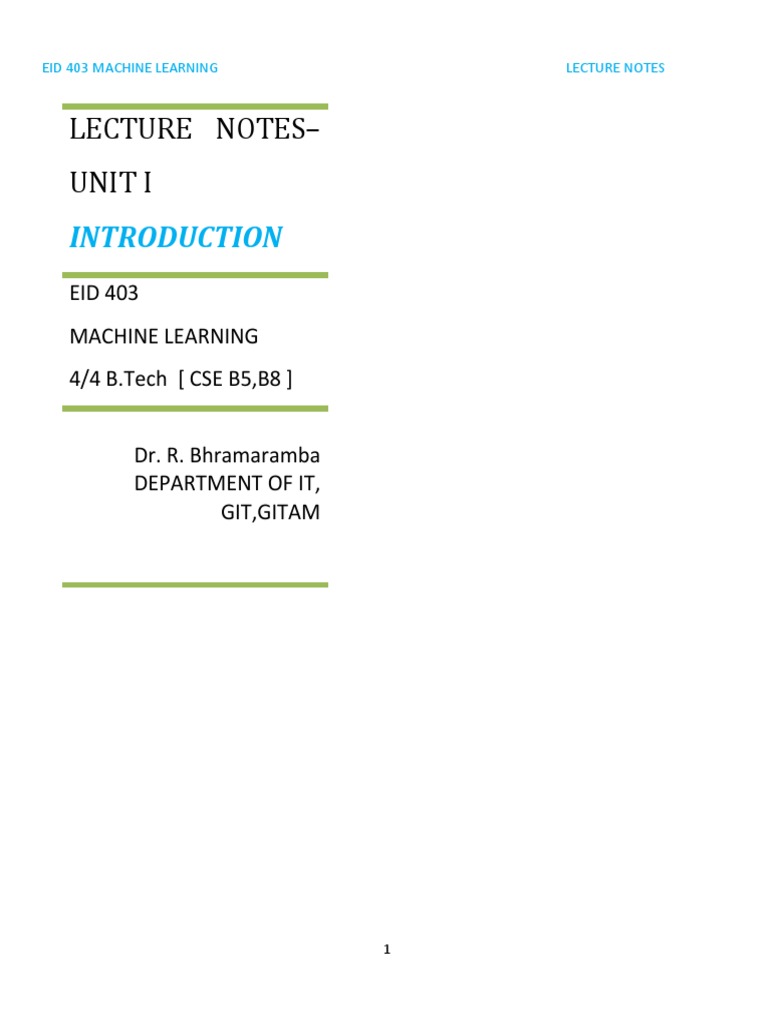 Ecs 403 ML Module I | PDF | Machine Learning | Statistical Classification