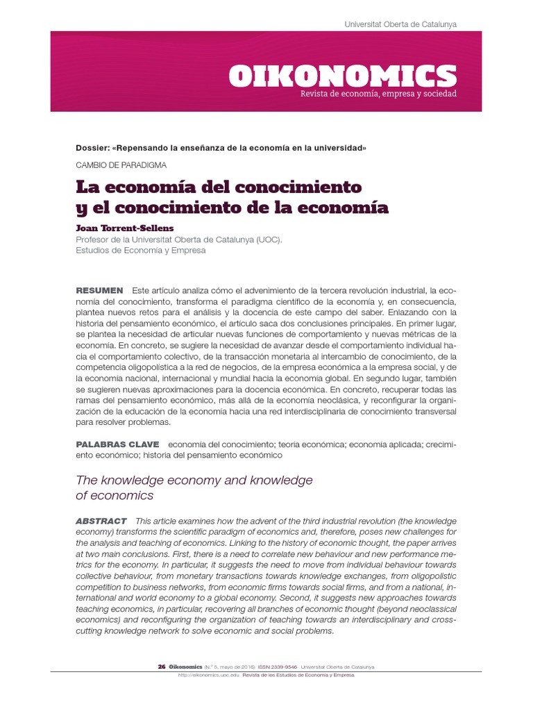 Economia Del Conocimiento | PDF | Crecimiento económico | Capitalismo