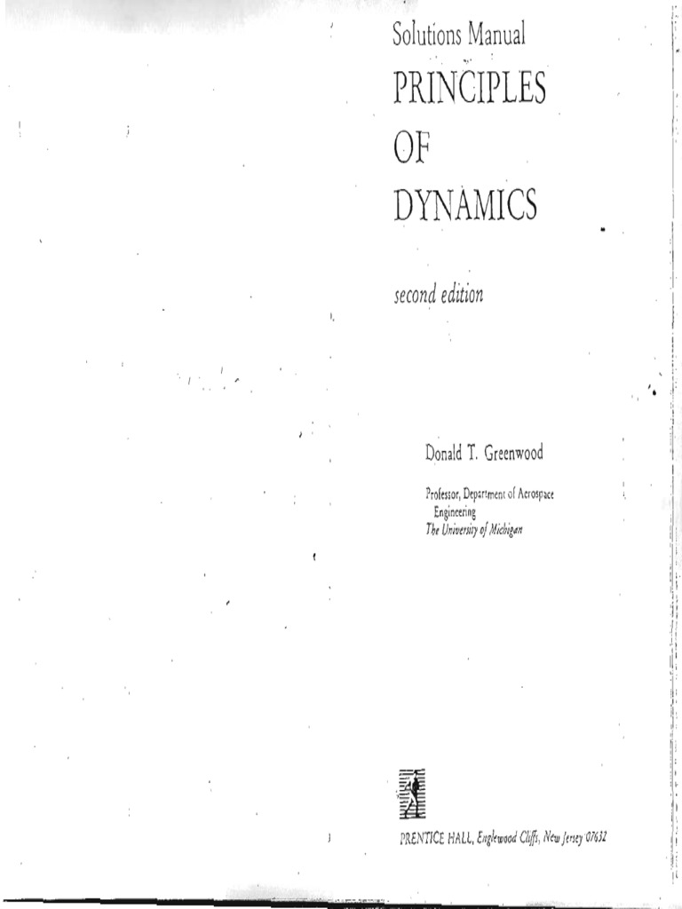 Principles of Dynamics (Second Edition) by Donald Greenwood Solution ...