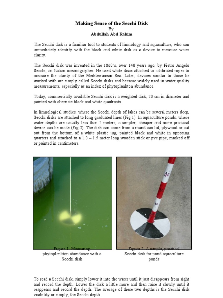Secchi Disk Sense | Phytoplankton | Systems Ecology