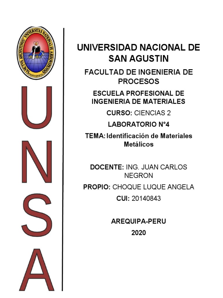 Choque Luque Angela - Lab °4 | PDF | Aluminio | Titanio