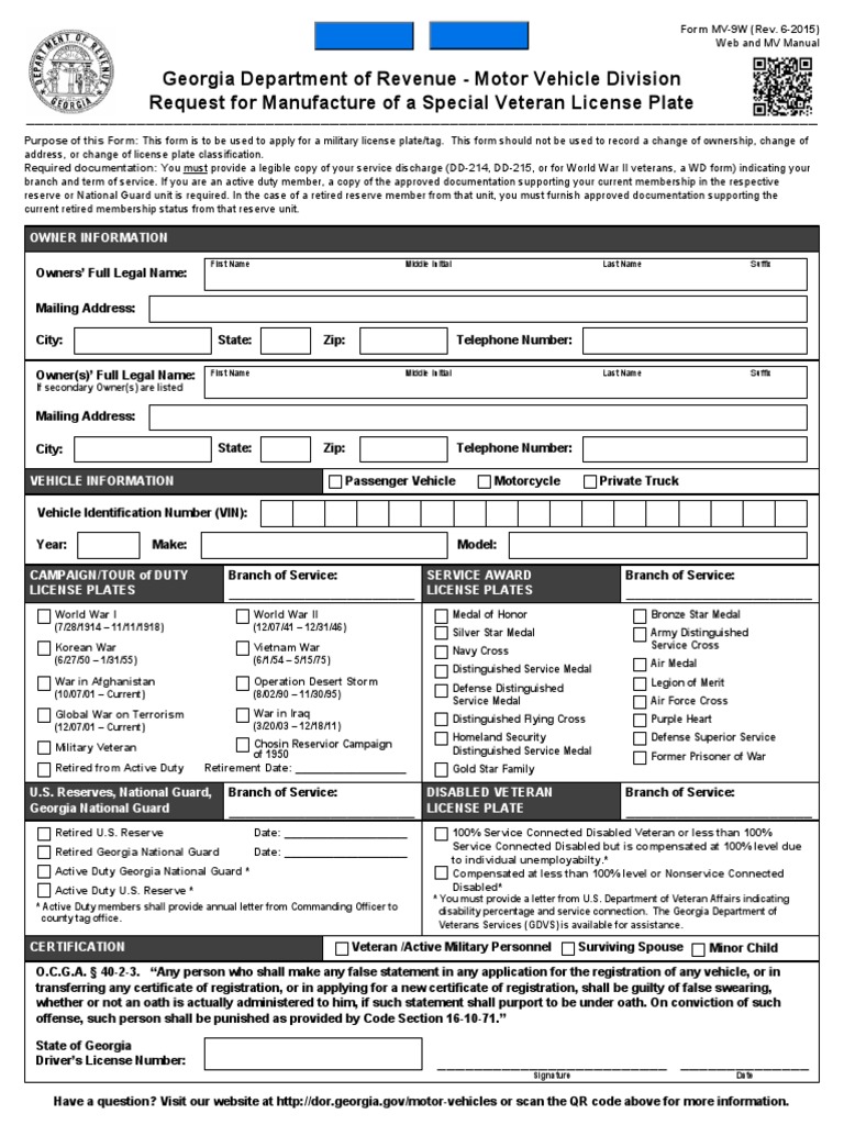 Veteran License Plate Application | PDF | Vehicle Registration Plate ...
