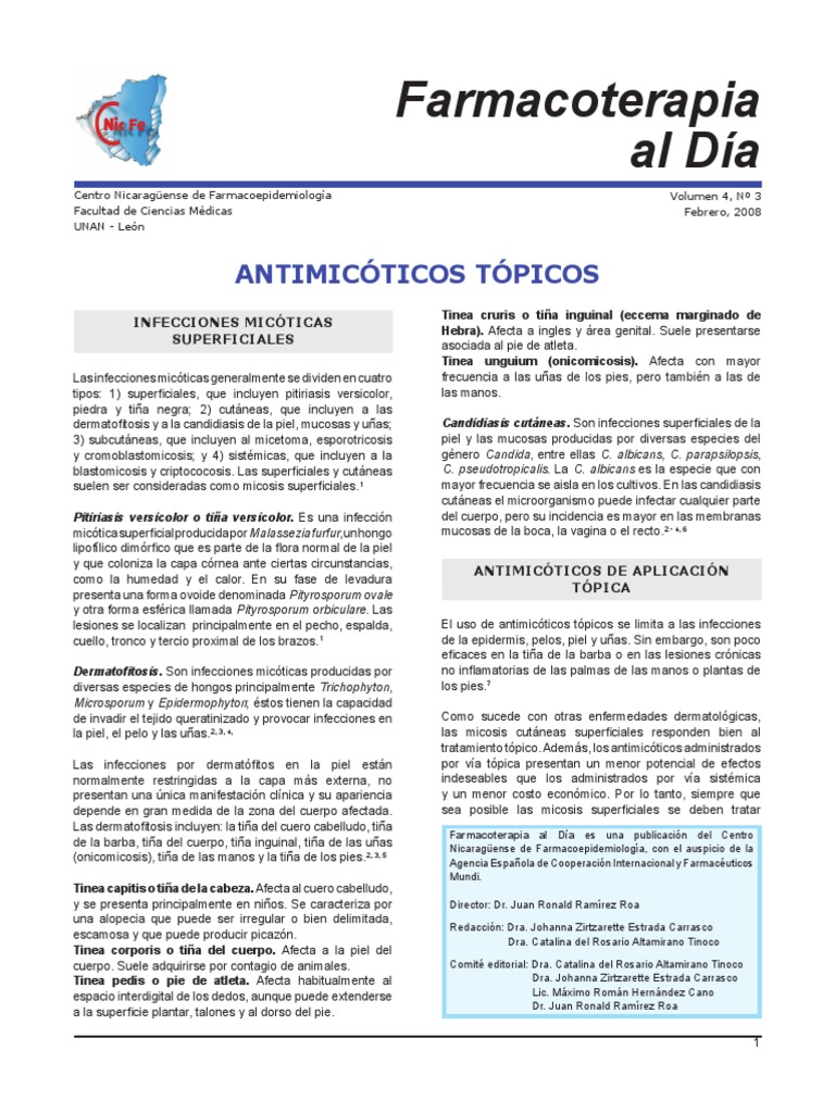 Antimicóticos Tópicos para Micosis Superficiales | PDF | Candidiasis | Piel