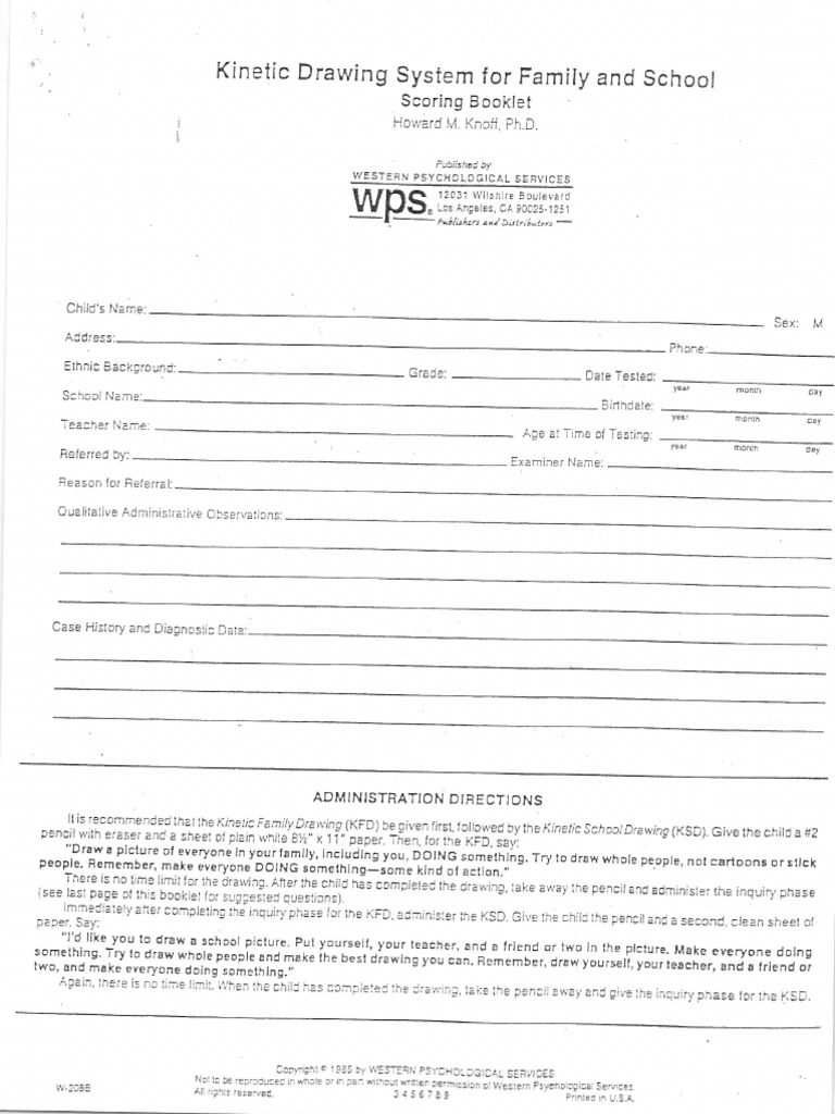 Kinetic Drawing System For Family and School Protocolo Knoff | PDF