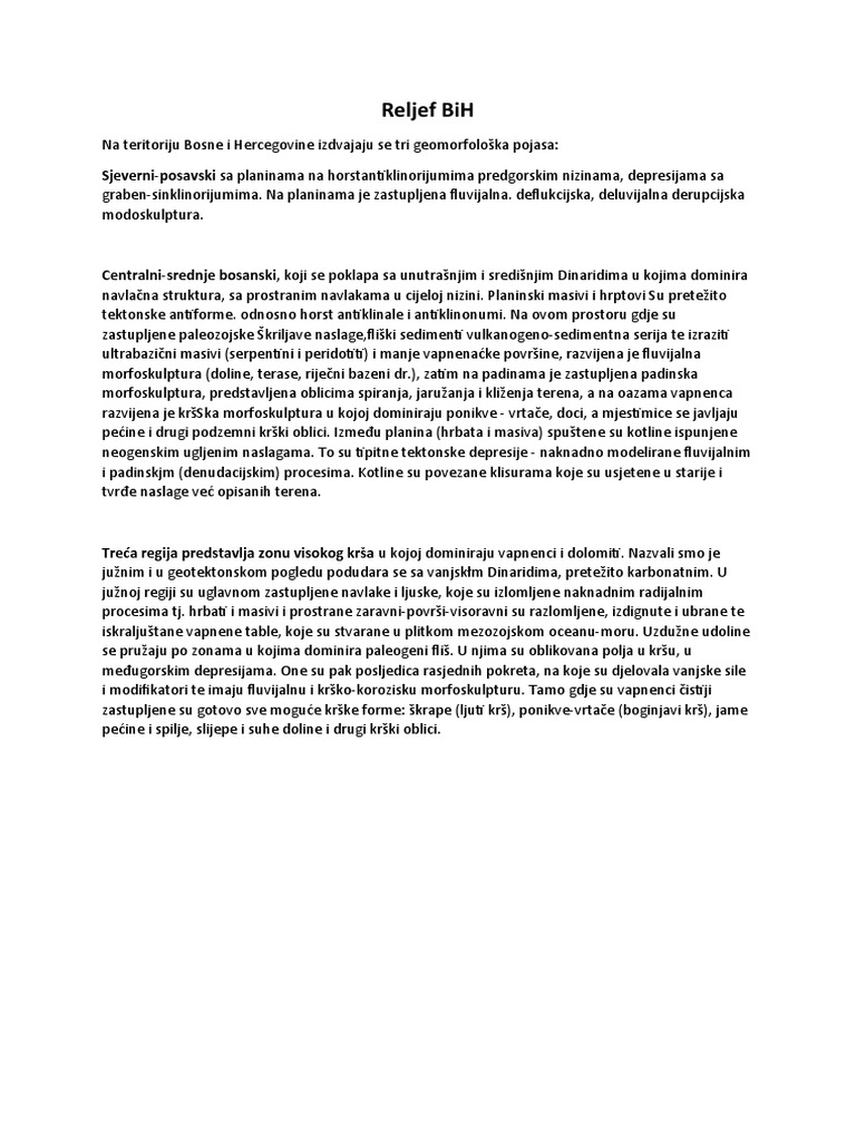 Reljef BiH | PDF