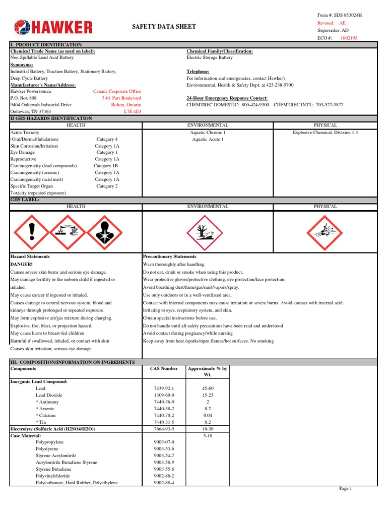 Safety Data Sheet: Revised: AE | PDF | Dangerous Goods | Lead