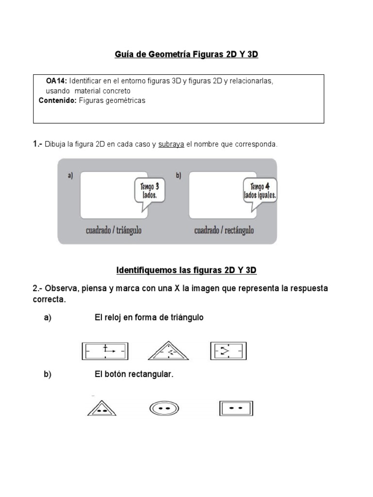 Guía para identificar figuras geométricas 2D y 3D | PDF
