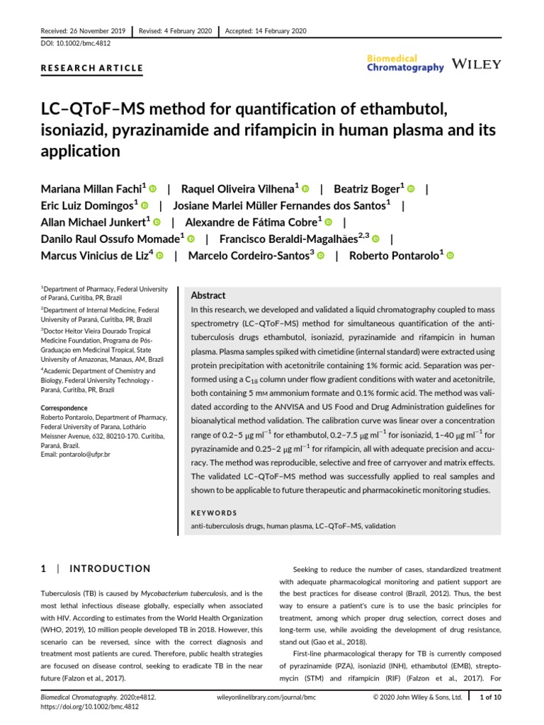 LC-QToF-MS Method For Quantification Turberculostaticos | PDF | Tuberculosis | High Performance ...
