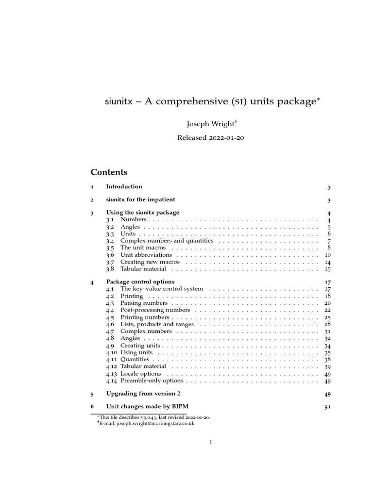 Siunitx - A Comprehensive (Si) Units Package: Joseph Wright Released ...
