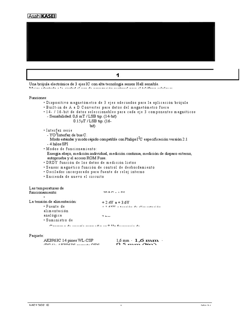 AK8963 3 ejes Brújula electrónica IC sensor Hall | PDF | Electrónica ...
